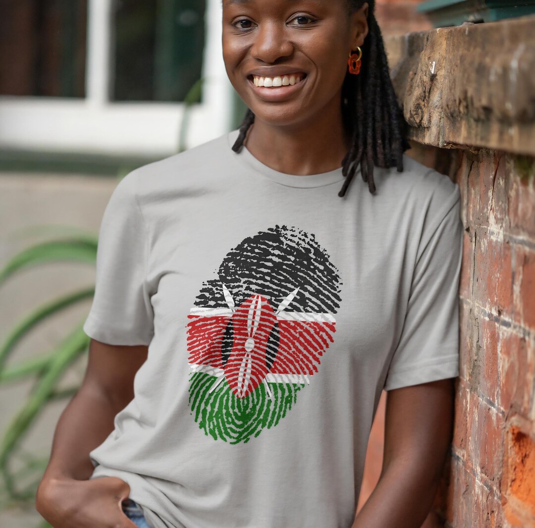 Kenya Shirt Kenyan Flag Fingerprint T-shirt Vintage Retro Gift for Him ...