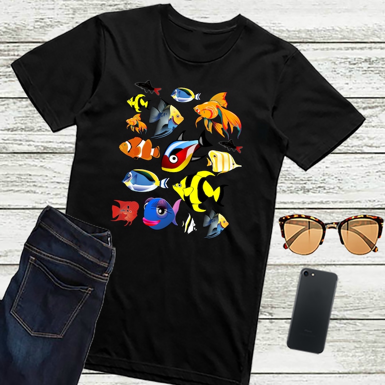 FISH TANK Aquarium T Shirt Tropical Colorful Fish Fishkeeping Aquarists ...