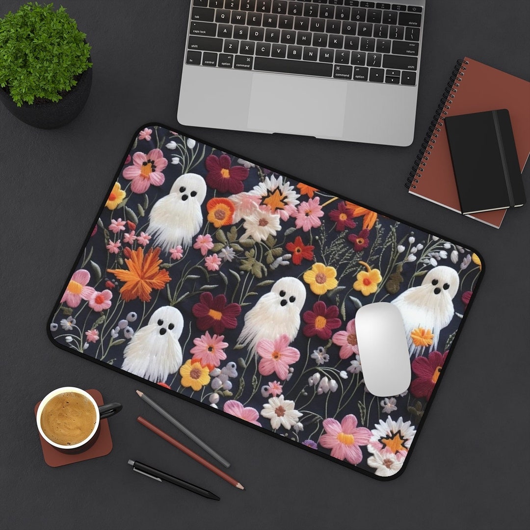 Ghosts Desk Mat Ghost Floral Long Desk Mats Mouse Pad Gaming Mousepad ...