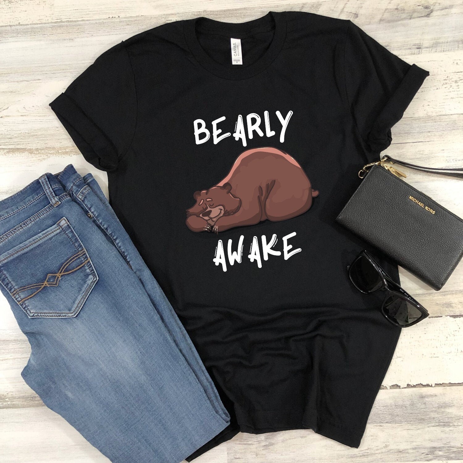 Bearly Awake Shirt Tired Bear T-shirt Sleep Funny Bear Pun - Etsy UK