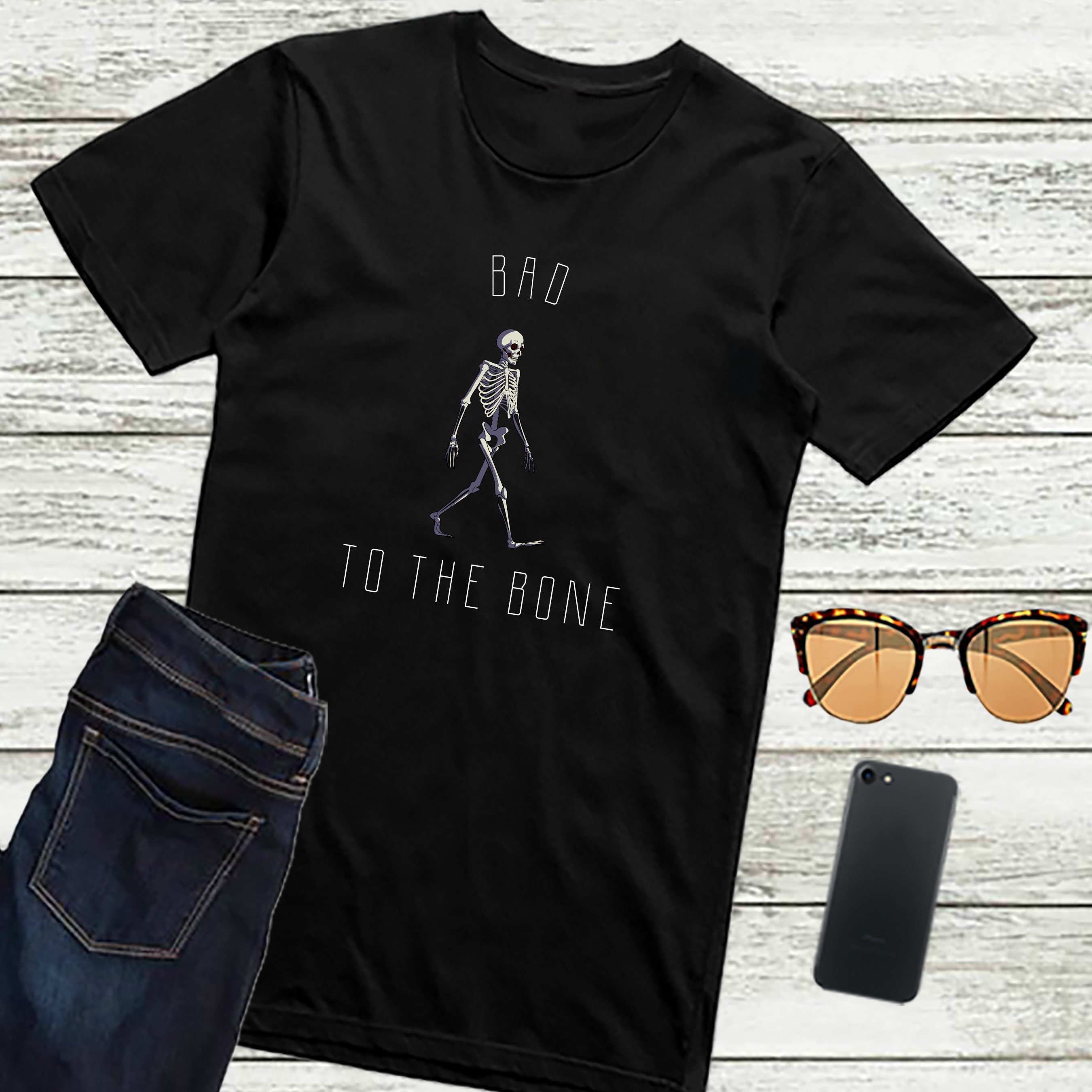 Bad to the Bone Shirt Skeleton Costume Funny Halloween Shirt - Etsy