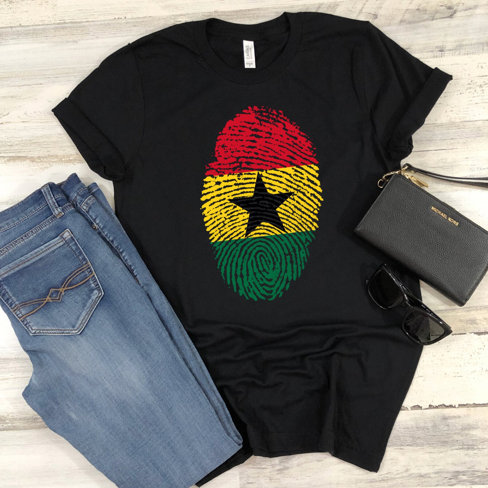 Ghana Shirt Ghanaian Flag Fingerprint T-shirt Vintage Retro - Etsy