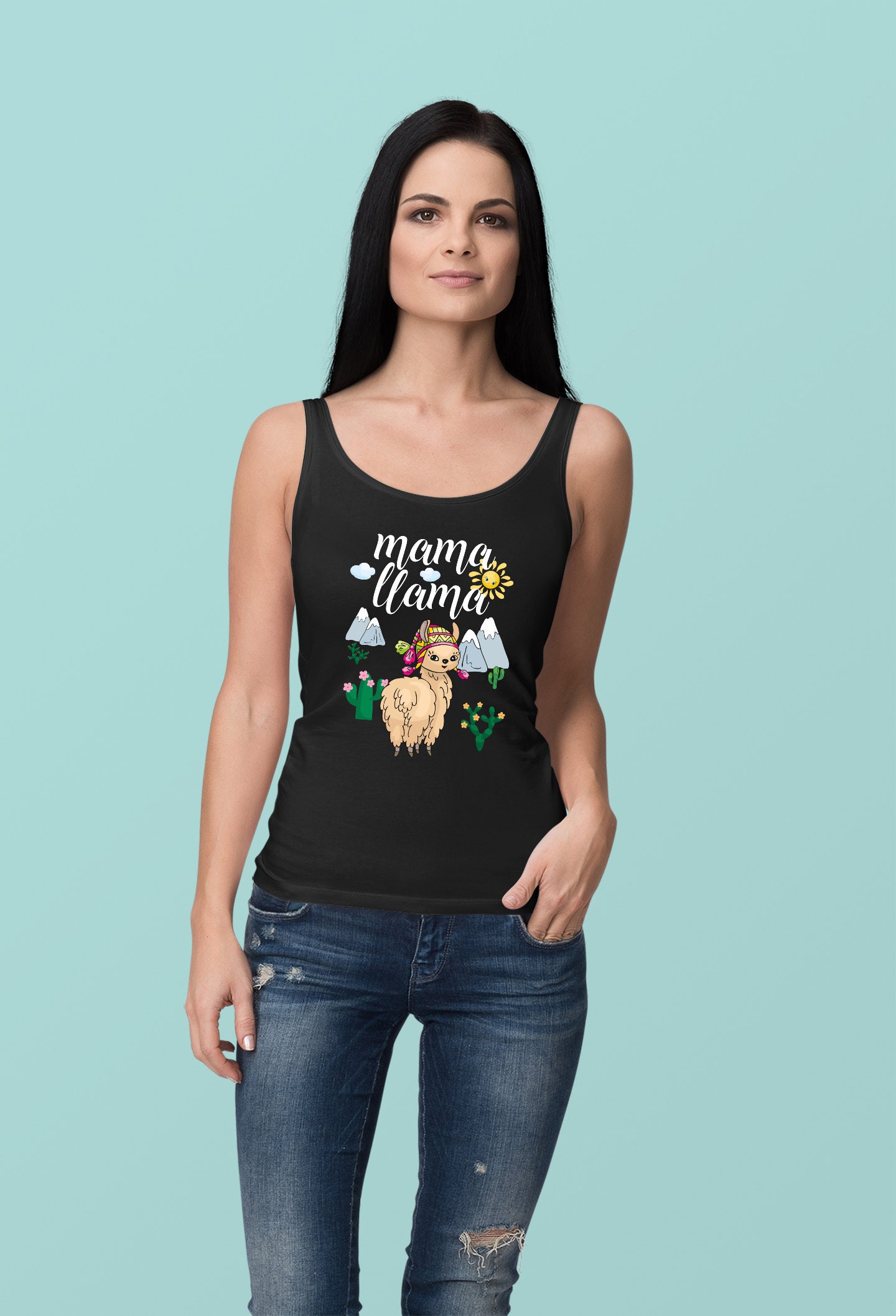 Mama Llama Tank Top Mom Birthday Tanks Cute Llamas Gift Funny - Etsy