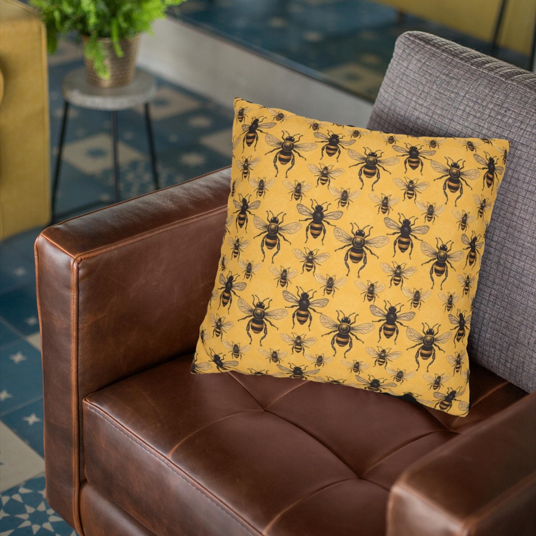 Bee Pillow Vintage Bumblebee Pillow Case Retro Yellow Bees Couch or ...