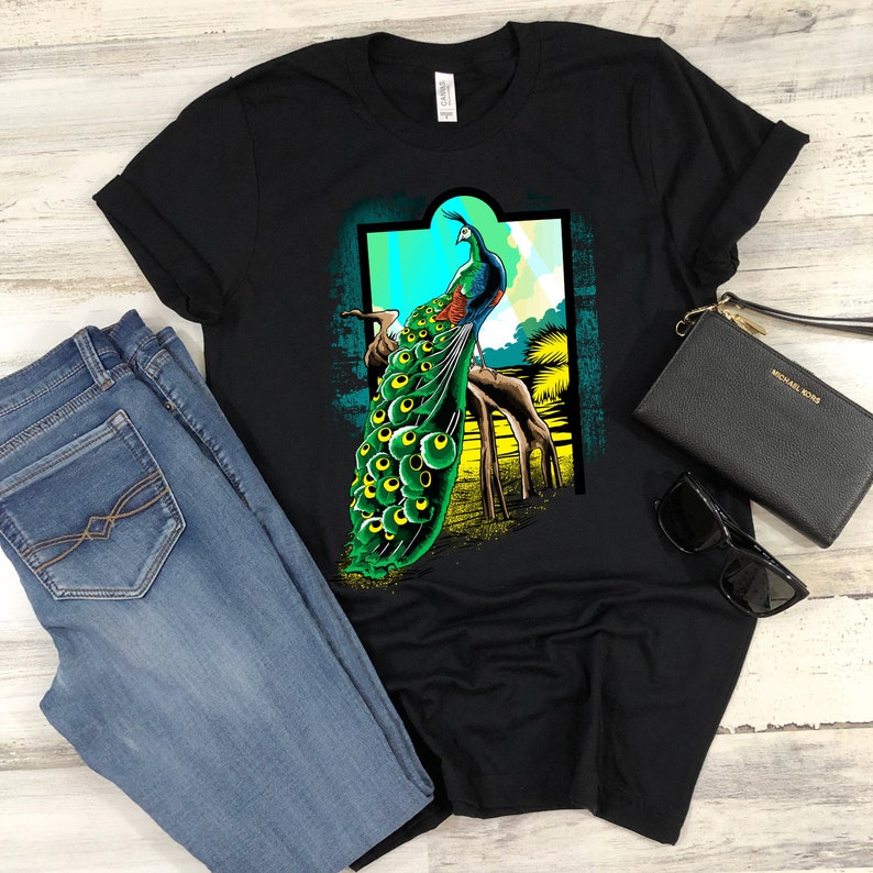 Peacock Shirt Colorful Vintage Peacock Tshirt Graphic Distressed ...