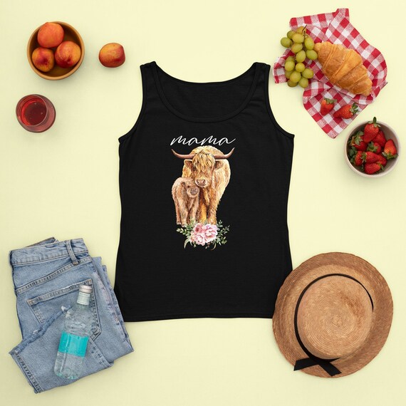 Mama Cow Tank Top Mom Birthday Tanks Cow and Calf Gift Funny | Etsy