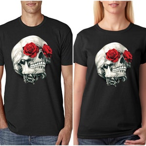 Skull Shirt Skull Rose T-shirt Skulls and Roses Rock Music Heavy Metal ...