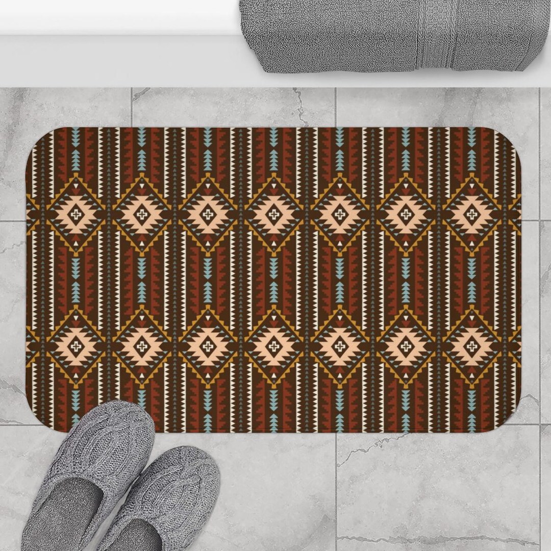 Tribal Bath Mat Boho Ethnic Aesthetic Bathroom Mat Bathroom Geometric ...