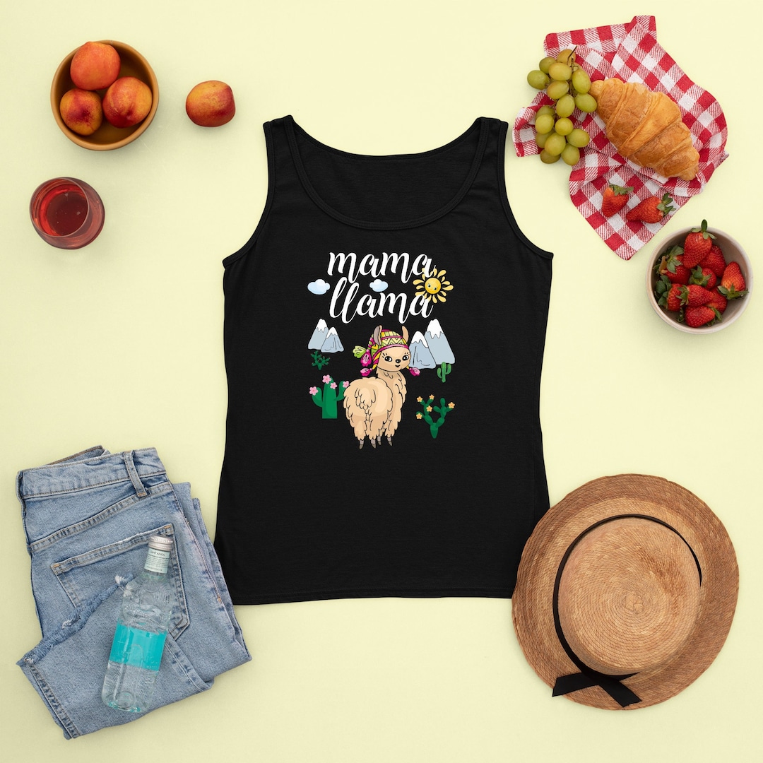 Mama Llama Tank Top Mom Birthday Tanks Cute Llamas Gift Funny New Mom ...