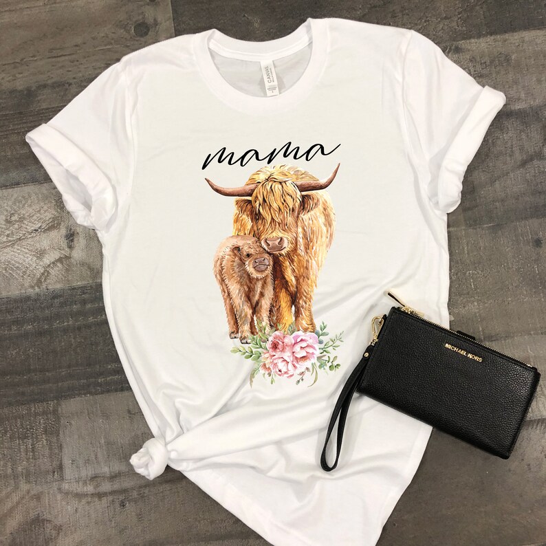 Mama Cow Shirt Mom Birthday T-Shirt Cute Cow and Calf Gift | Etsy