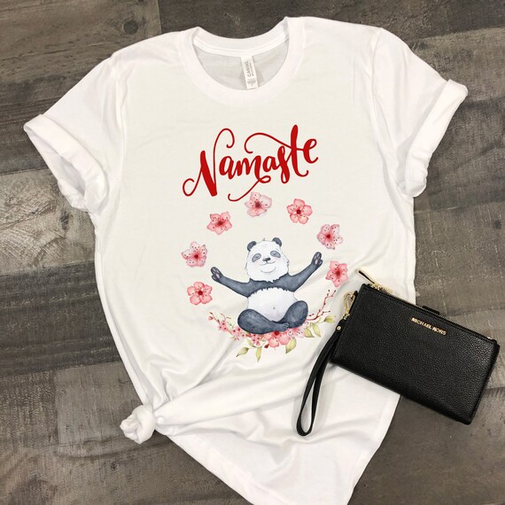 Yoga Namaste Shirt Panda Bear Lotus Pose Yogi Meditation | Etsy