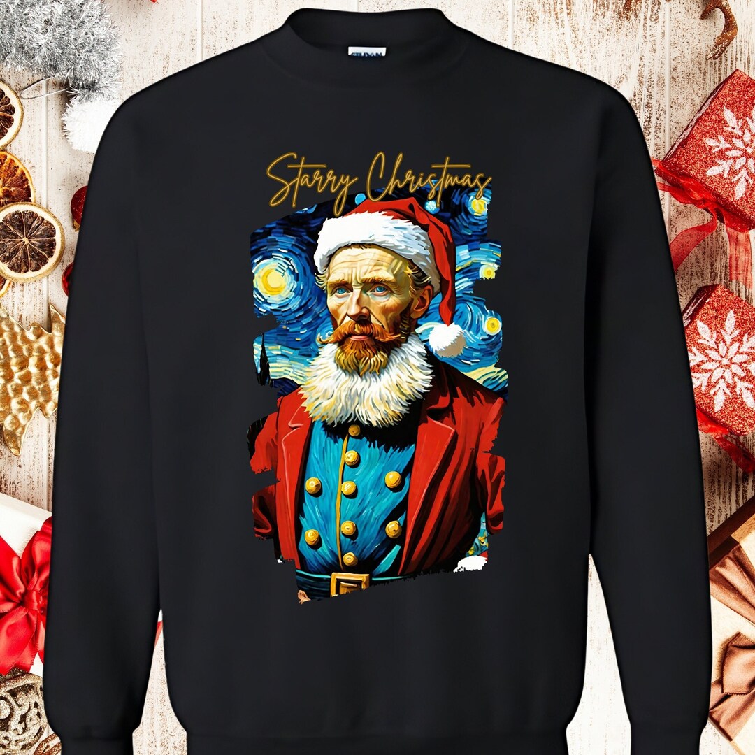 Vincent Van Gogh Starry Christmas Sweatshirt Santa Claus Ugly Christmas ...