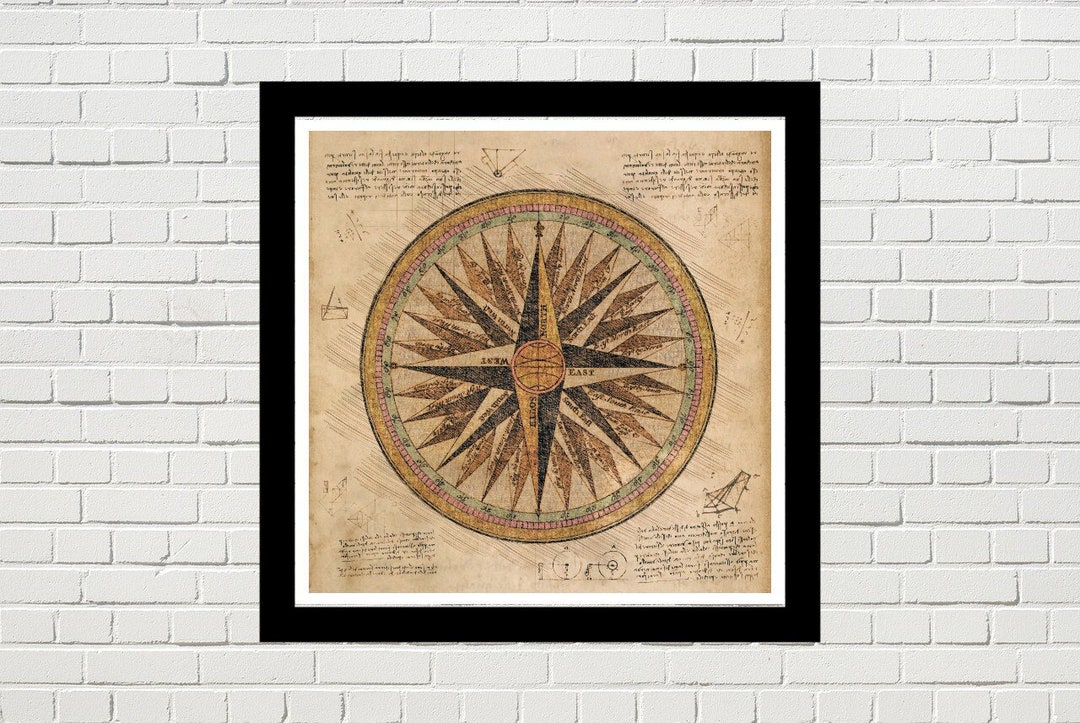 Nautical Compass Art Print or Stretched Canvas Print Ready to Hang ...