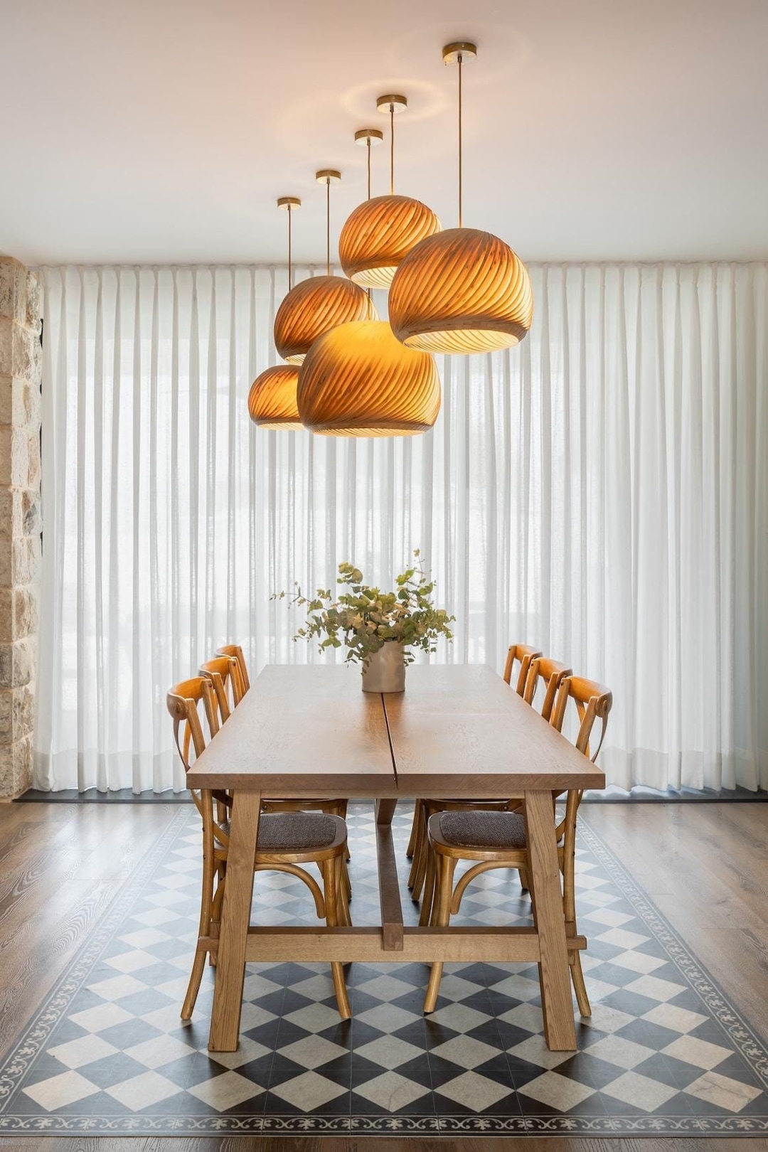 Vayehi Veneer Lamp, Wood Pendant Lights Japandi, Scandinavian Holiday ...