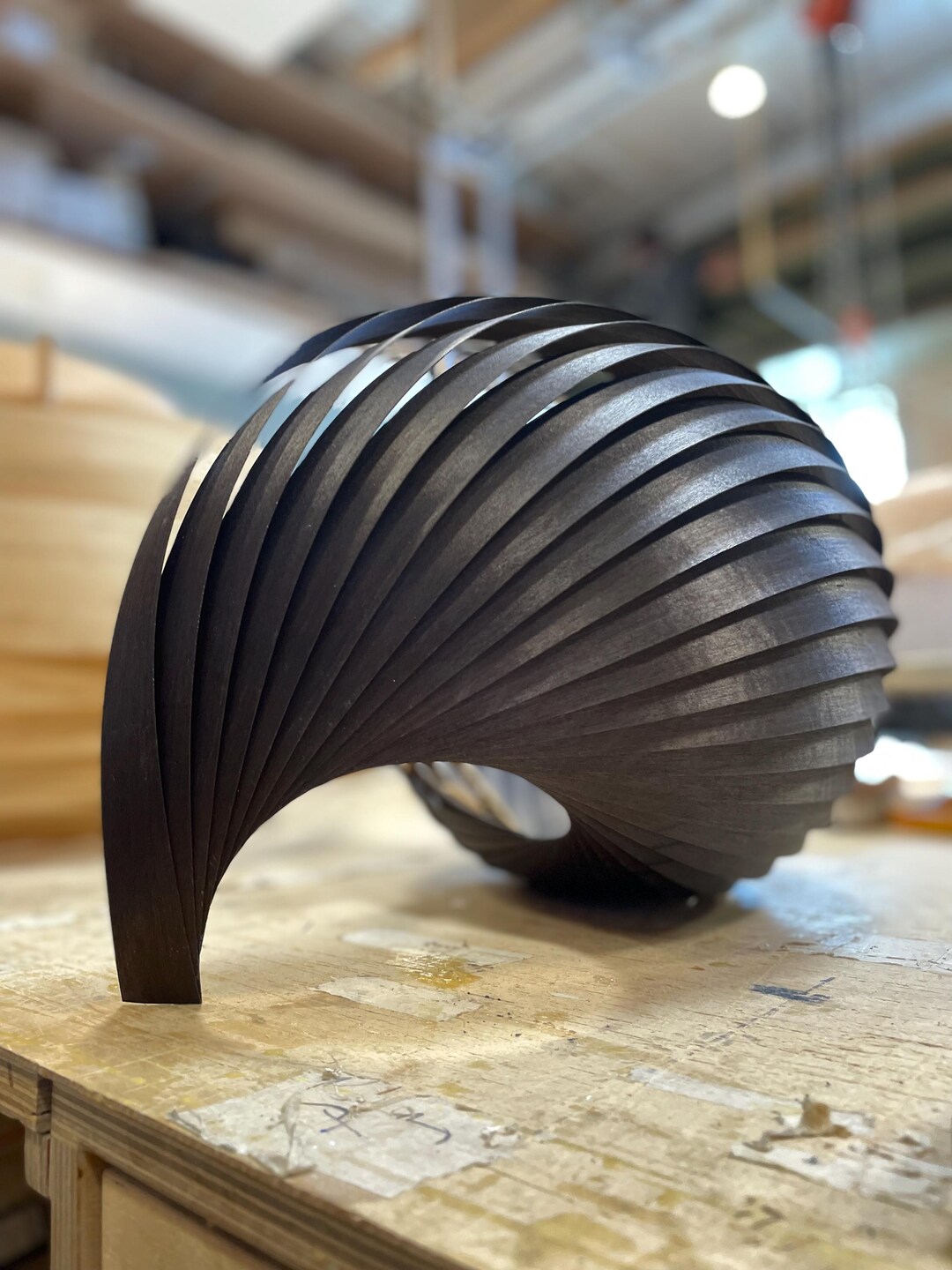 Black Wood Veneer Pendant Light, Foyer Lighting, Geometric Staircase ...