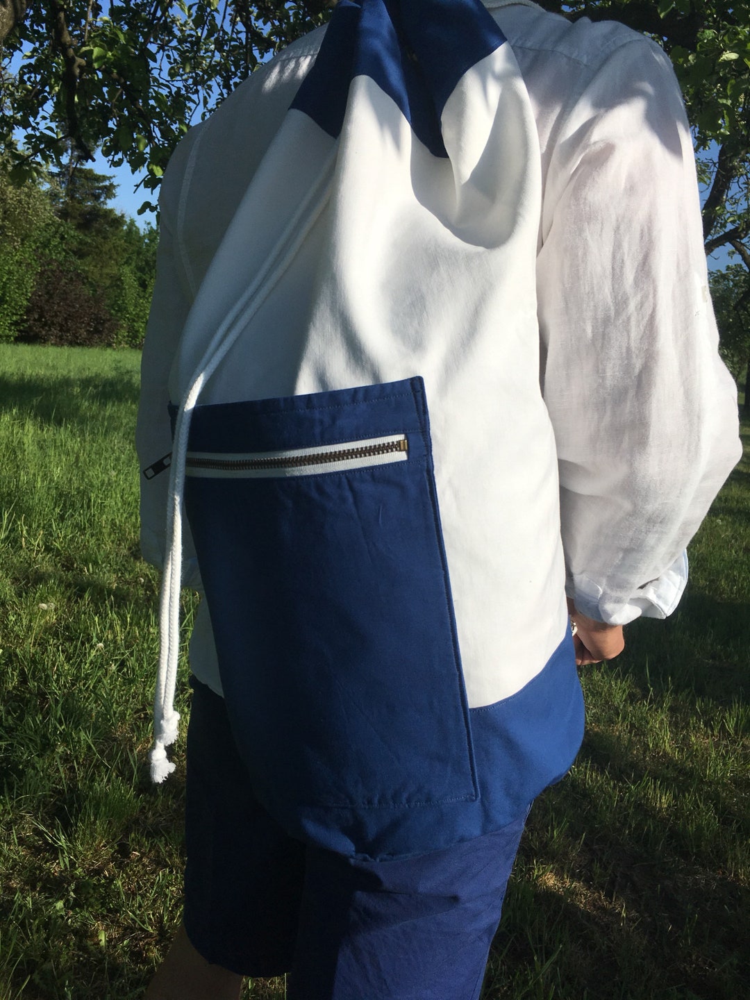 White and Blue Cotton Sailor Bag/backpack Nautical Charm for Every ...
