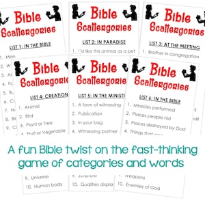 JW Bible Scattergories Printable Game: Christian Family Activity ...