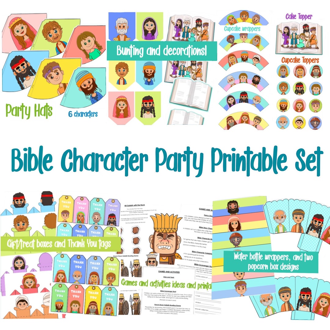 Bible Character Party Printable Pack - Digital Download - Etsy