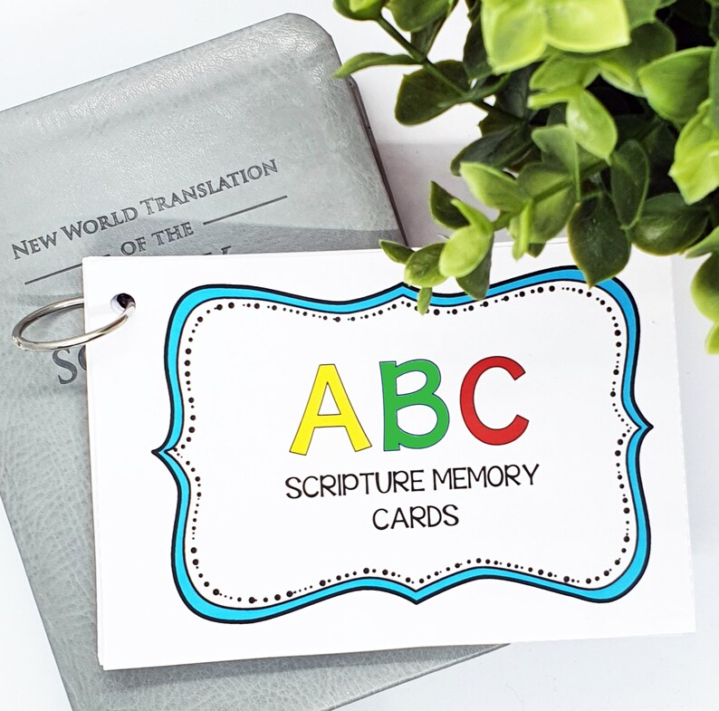 JW Kids - ABC Scripture Memory Cards Set, Flash Cards, Bible Verses, - Etsy