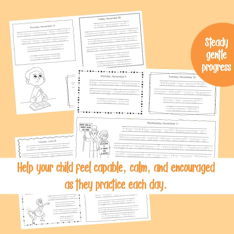 JW Kids 2026 Daily Text Scripture Trace | Bible Writing Practice | One ...