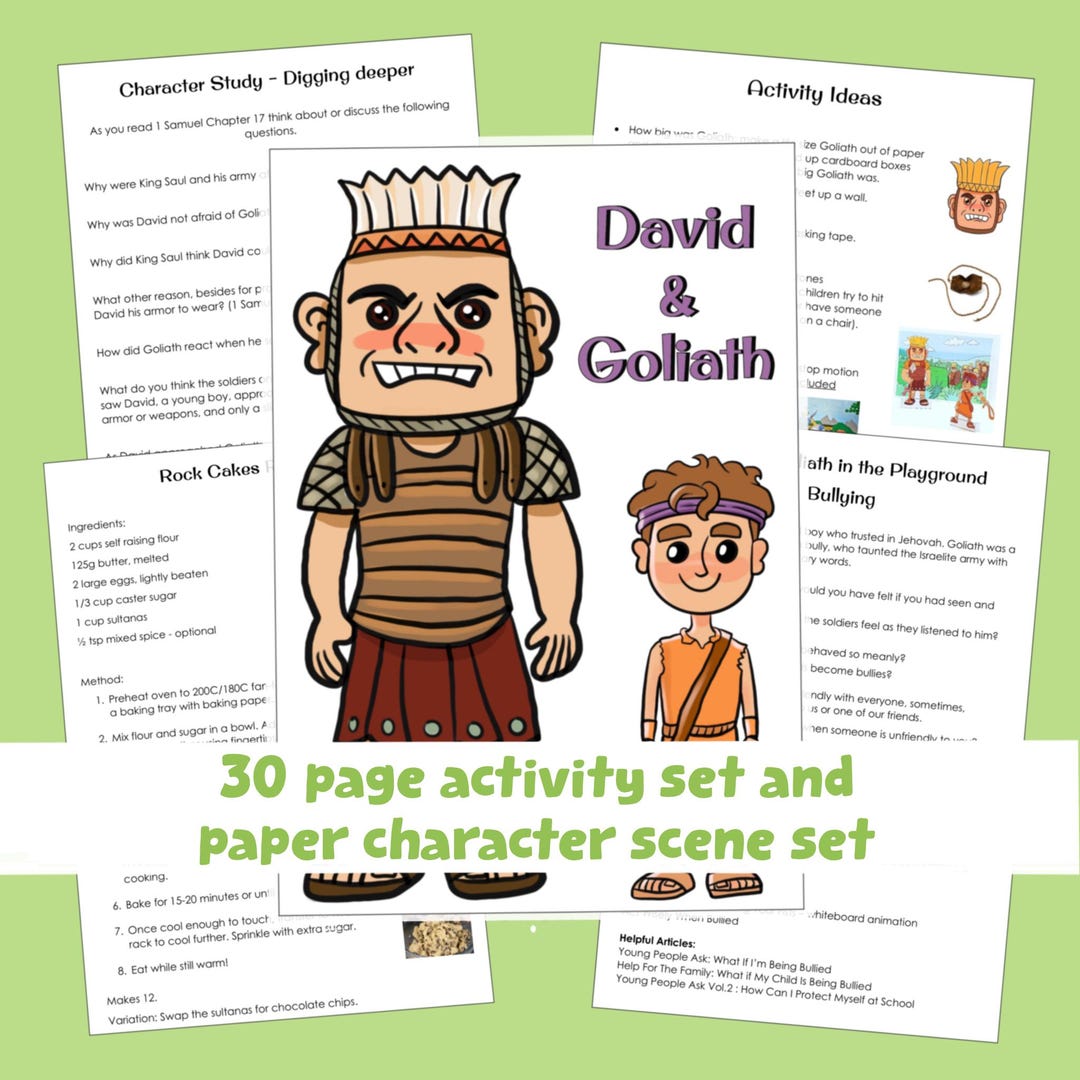 JW Kids - David and Goliath - Bible Character Activity Set - Digital ...