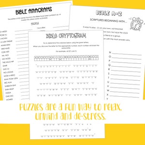 Bible Puzzle Activity Book Printable for Teens & Adults | 118 Christian ...