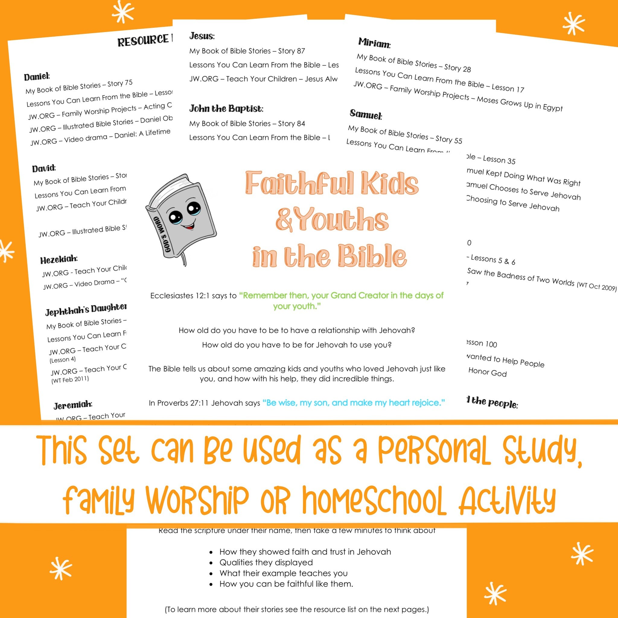 JW KIDS - Faithful Kids & Youths in the Bible Activity Set - PDF ...