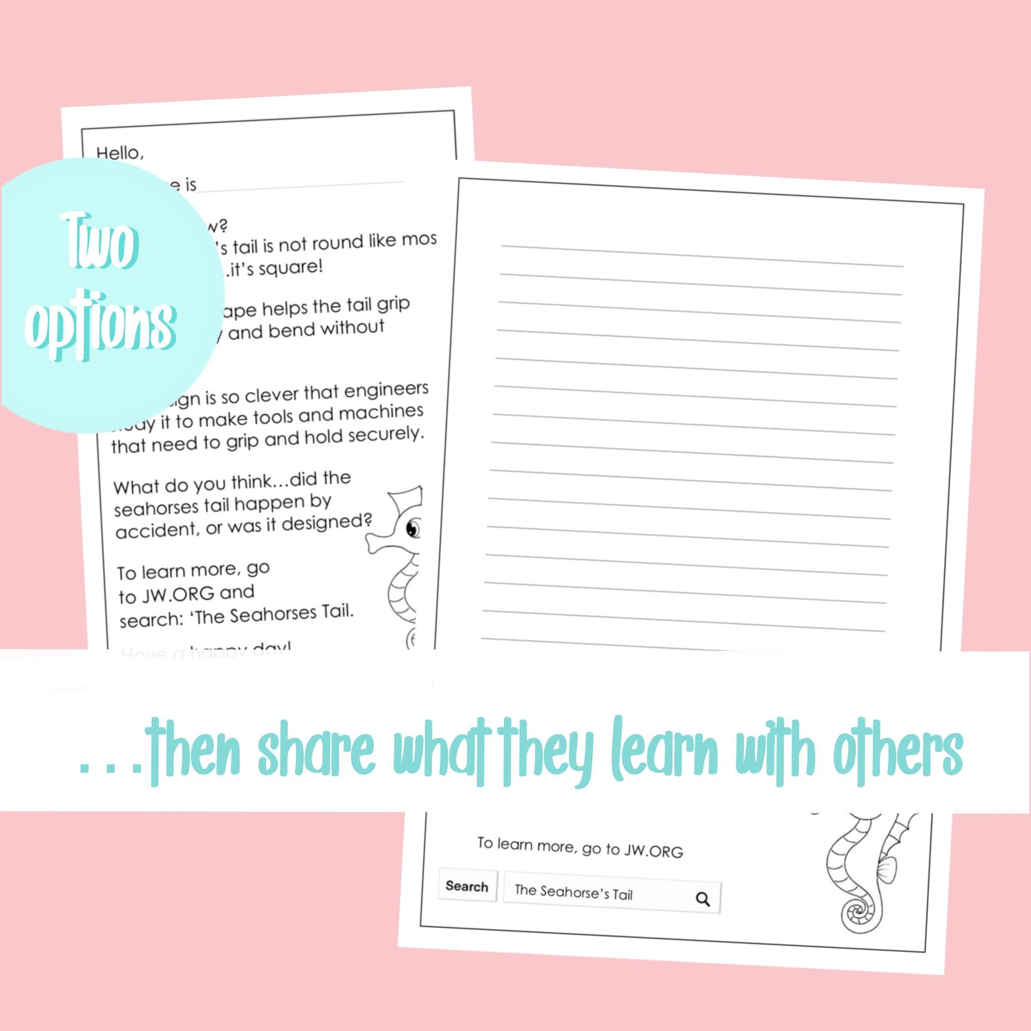 JW Kids - Was It Designed? the Seahorse's Tail - Workbook | Hands-on ...