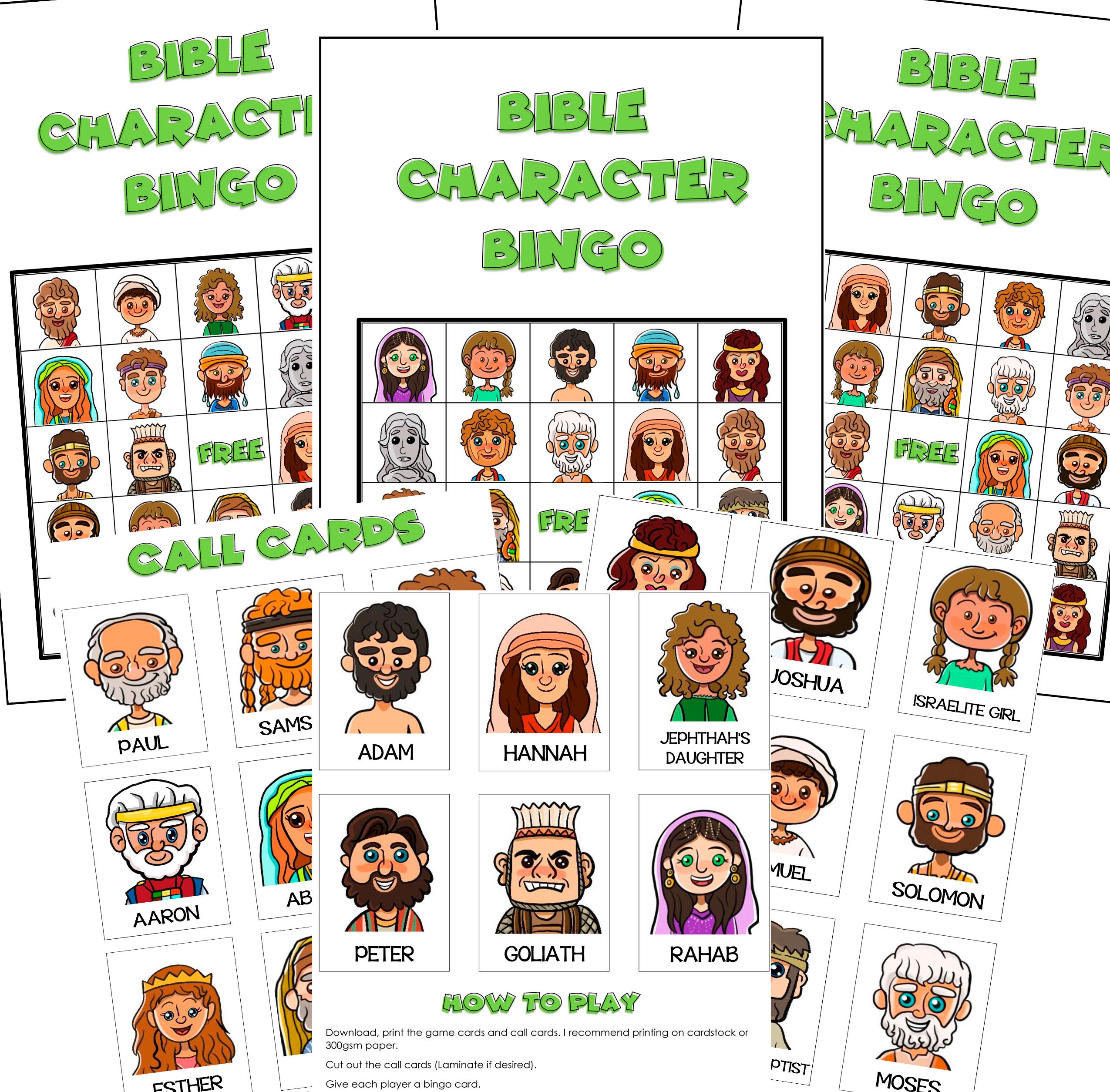 JW Kids Bible Character Bingo Game - PDF Download - Etsy