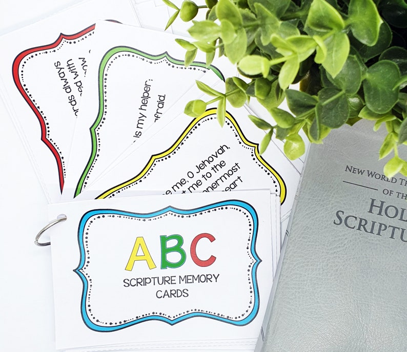 JW Kids - ABC Scripture Memory Cards Set, Flash Cards, Bible Verses, - Etsy
