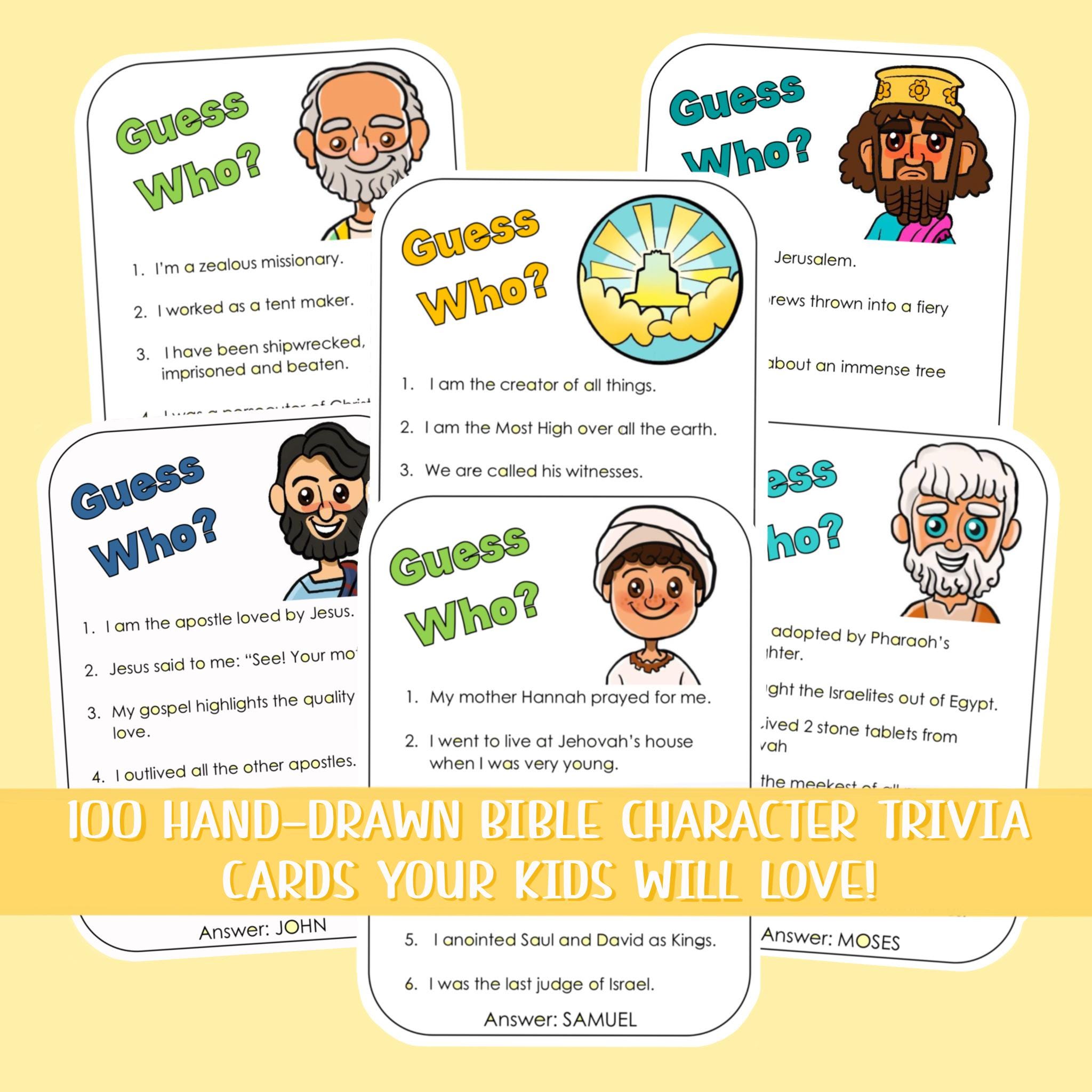 JW Kids Bible Character Quiz Cards for Kids: Family Worship Activity ...