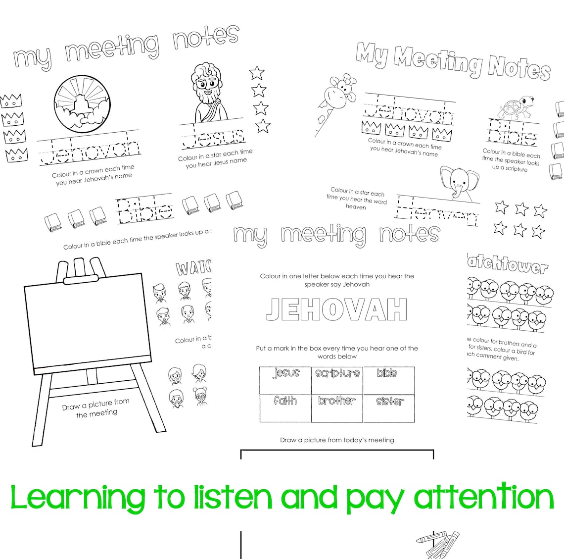 JW Kids Meeting Notes Worksheets - Etsy