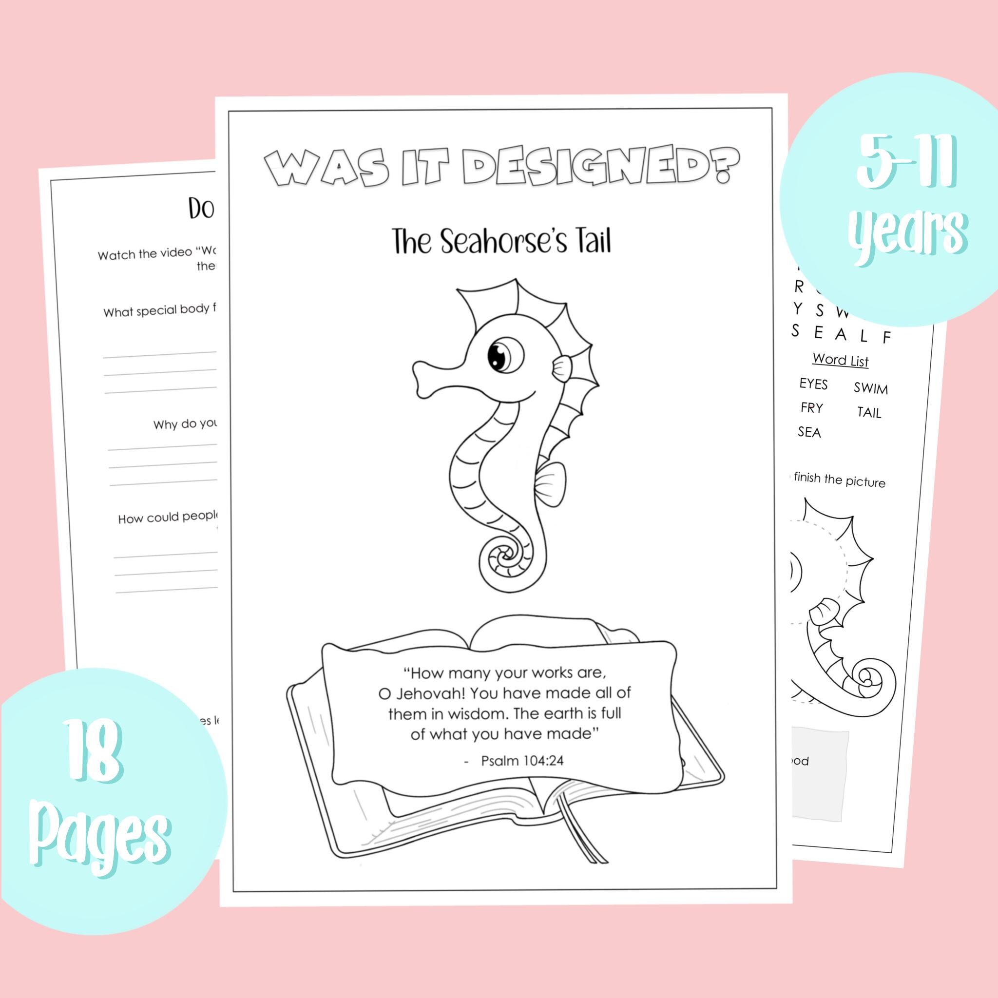 JW Kids Was It Designed? the Seahorse's Tail Family Worship Printable ...