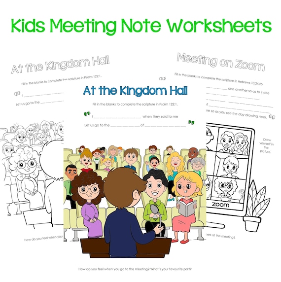JW Kids Meeting Notes Worksheets - Etsy