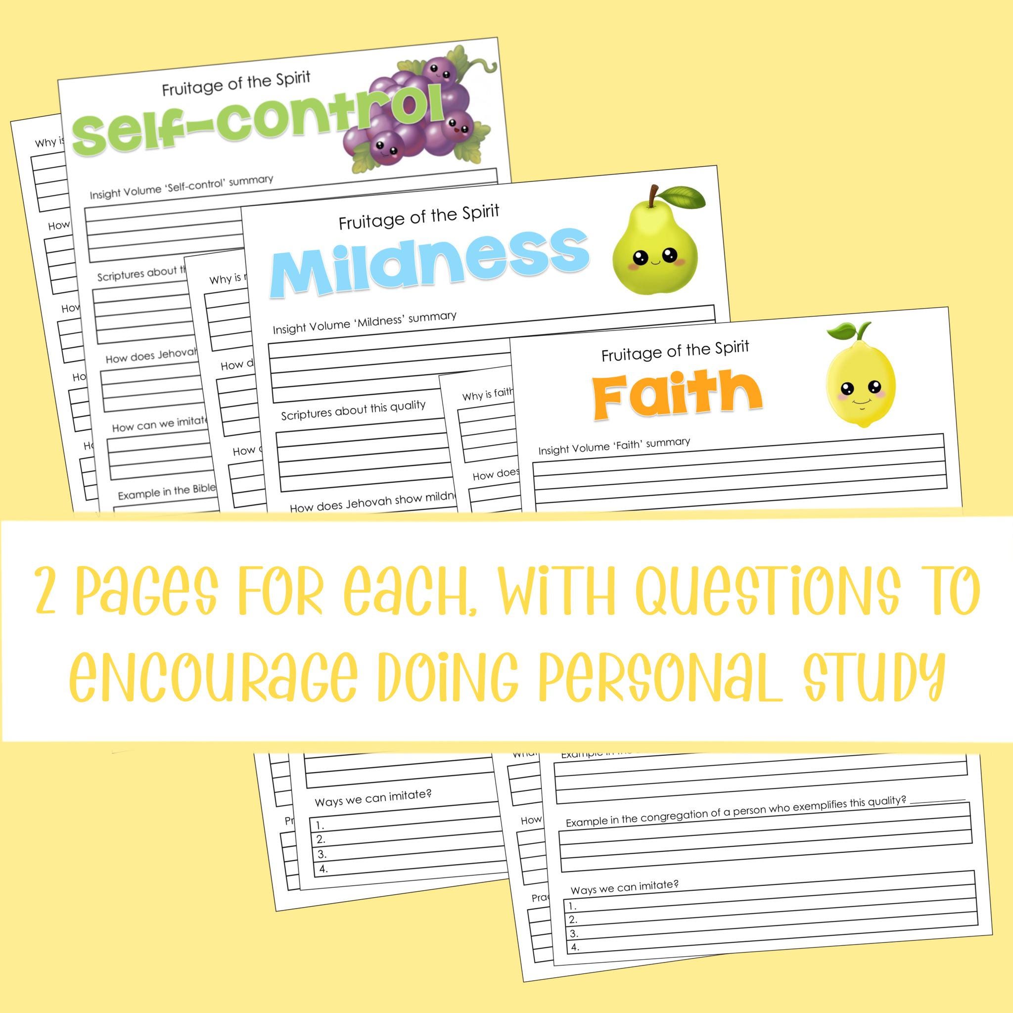 JW Fruitage of the Spirit Study Worksheets: Teens & Adults (digital ...