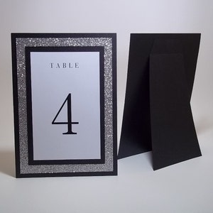 Silver Glitter Table Numbers, Black and Silver Table Numbers, Black ...