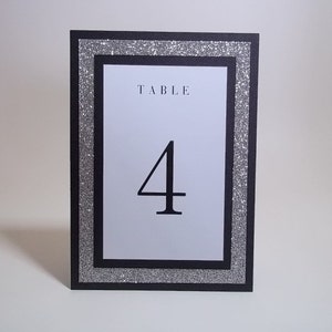 Silver Glitter Table Numbers, Black and Silver Table Numbers, Black ...
