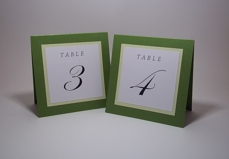Green and White Table Numberstened Table Cards Wedding Table - Etsy