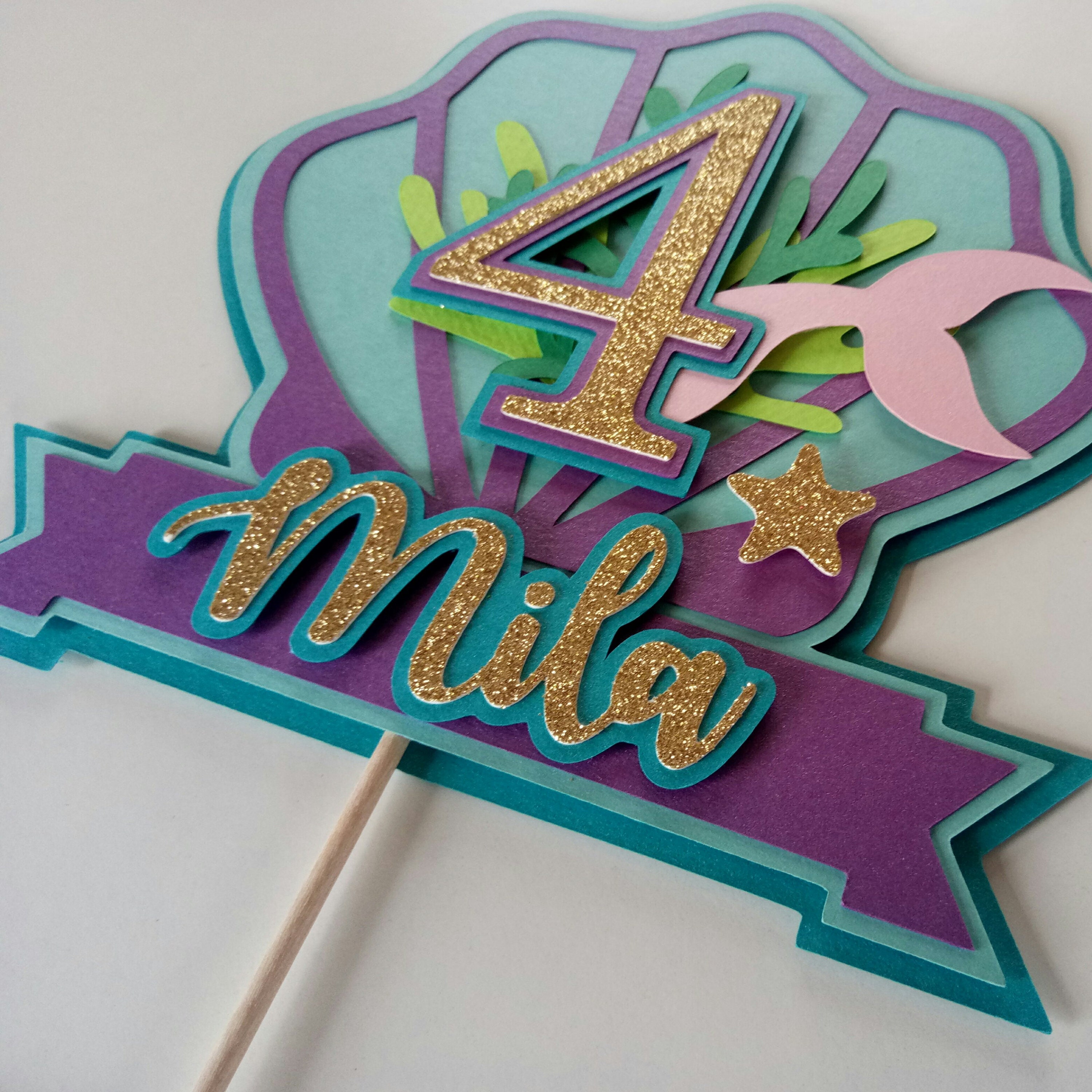 Mermaid Cake Topper Name Cake Topper Under the Sea Cake | Etsy