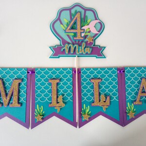 Mermaid Cake Topper, Name Cake Topper, Under the Sea Cake Topper ...