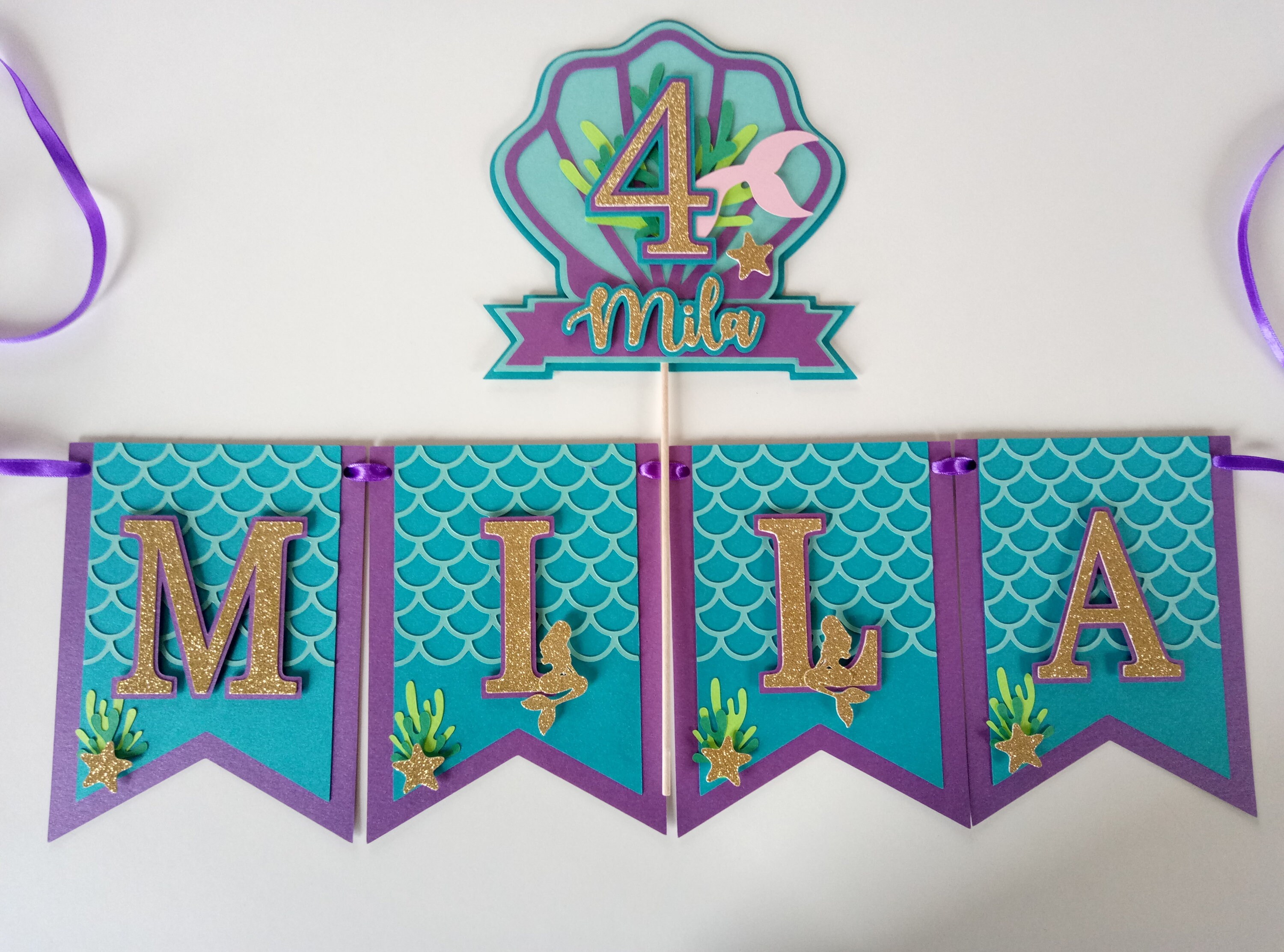 Mermaid Cake Topper Name Cake Topper Under the Sea Cake | Etsy