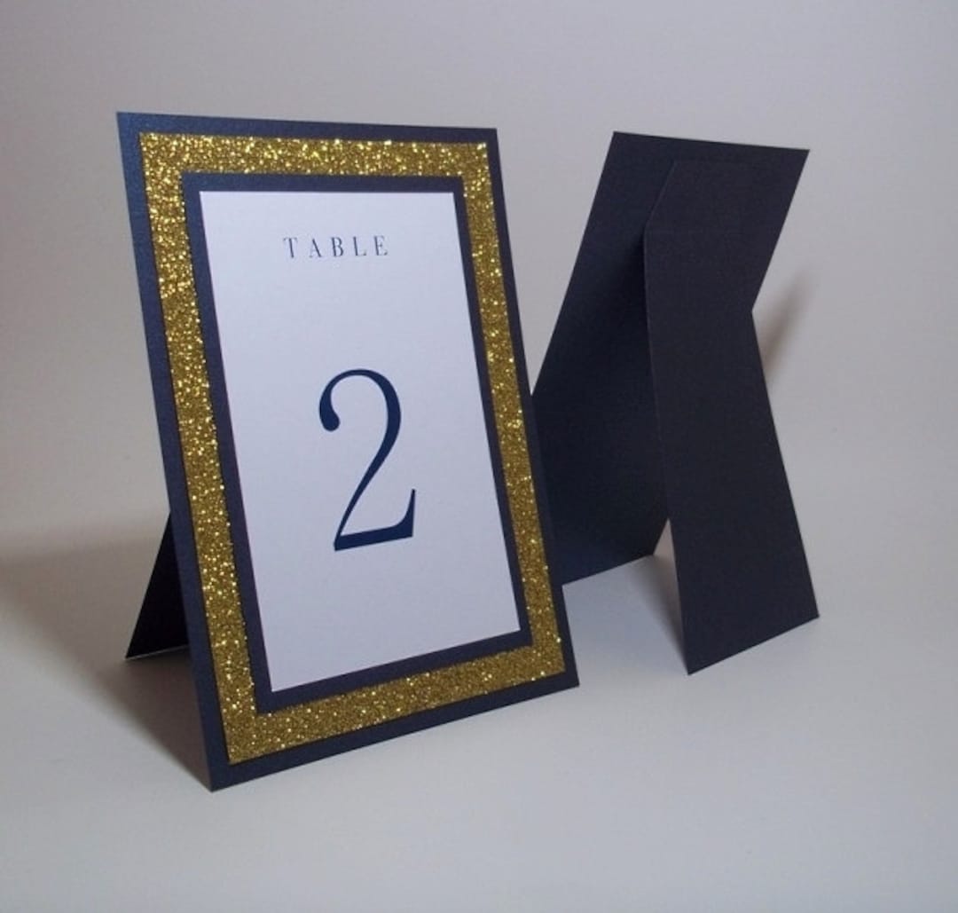 Gold Glitter Table Numbers, Navy and Gold Table Numbers, Navy Blue ...