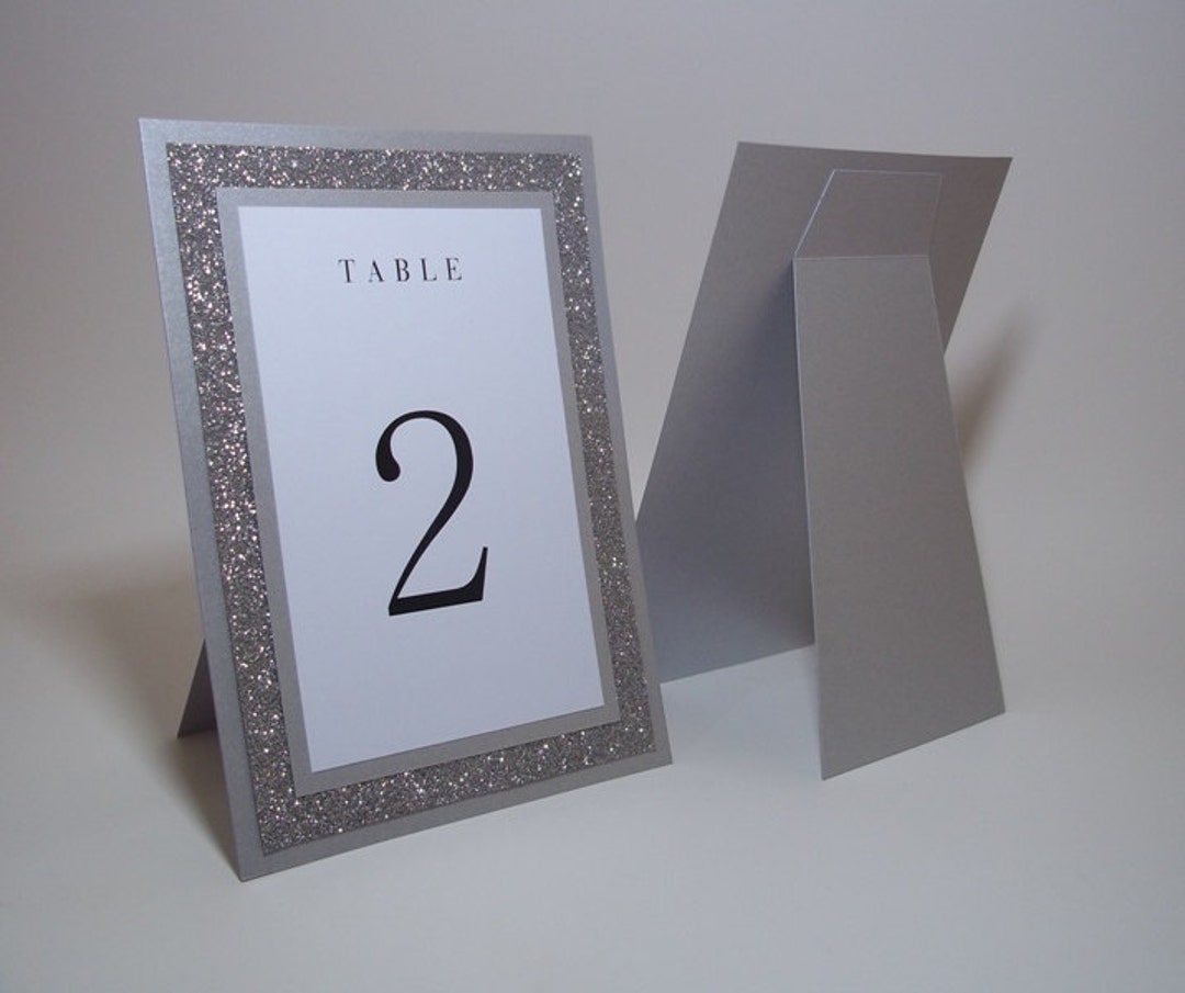 Silver Glitter Table Numbers - Silver Glitter and Whitetable Numbers ...