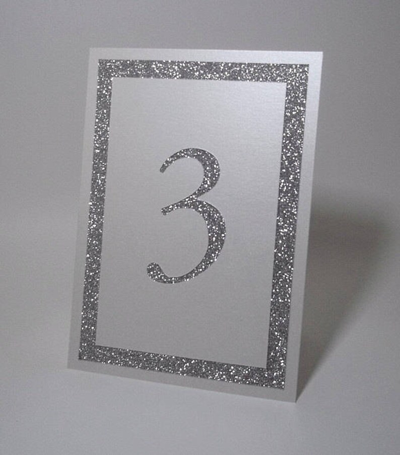 Glitter Table Numbers Ivory and Silver Glitter Table Numbers - Etsy
