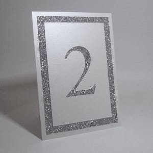 Glitter Table Numbers, Ivory and Silver Glitter Table Numbers, Wedding ...