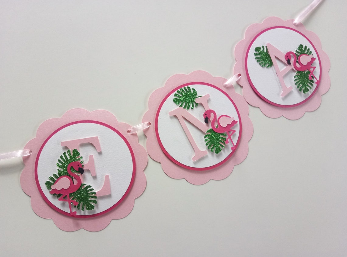Flamingo Banner Flamingo Birthday Banner Flamingo Name | Etsy