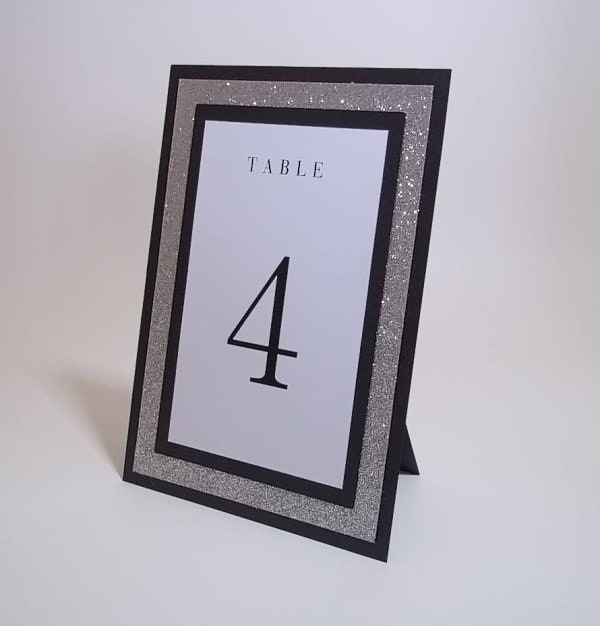 Silver Glitter Table Numbers Black and Silver Table Numbers | Etsy