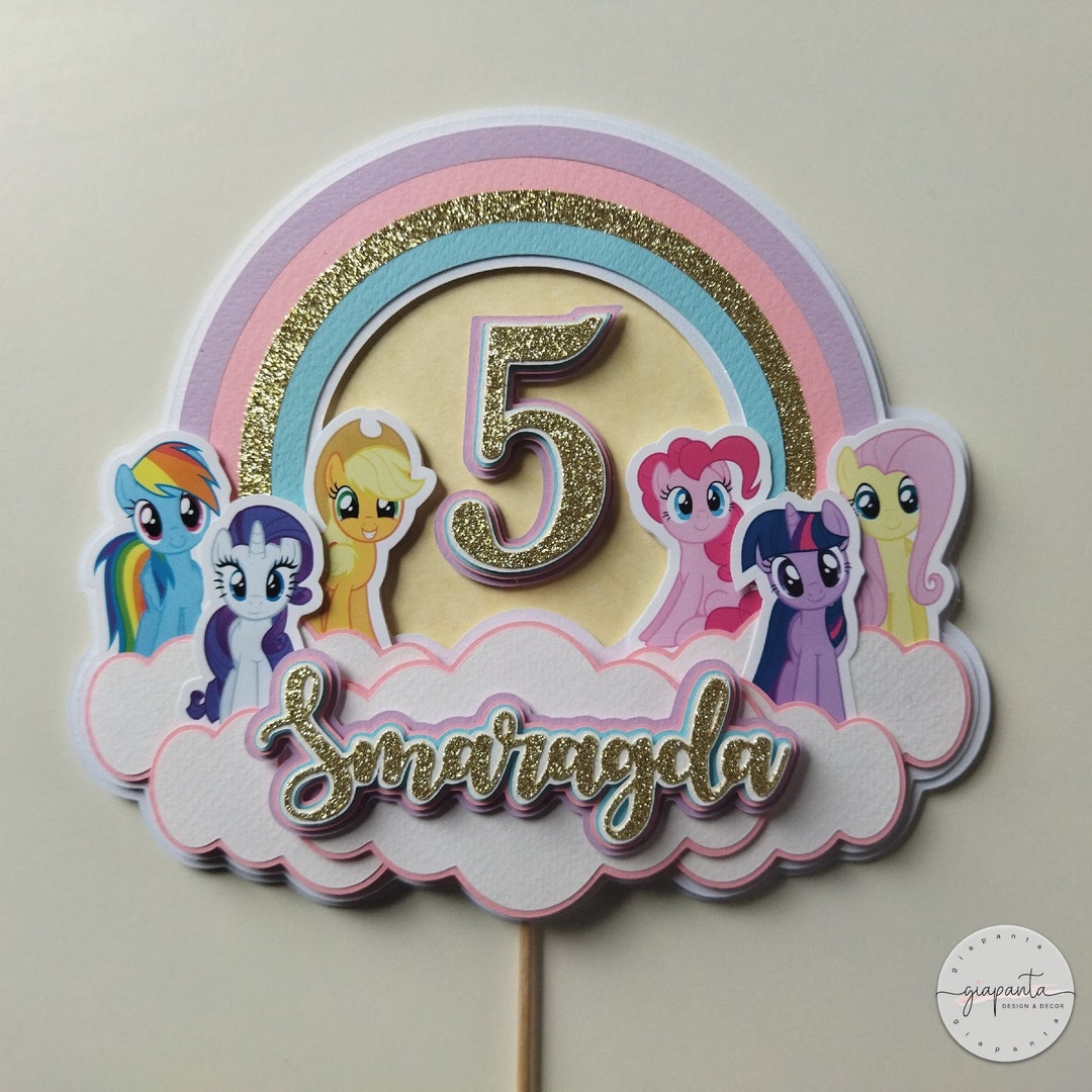 Pony Birthday Party, Little Pony Cake Topper, Cake Topper, Pony Rainbow ...