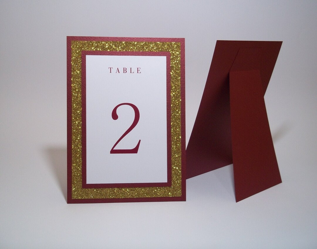 Burgundy Table Numbers, Burgundy and Gold Table Numbers, Gold Glitter ...