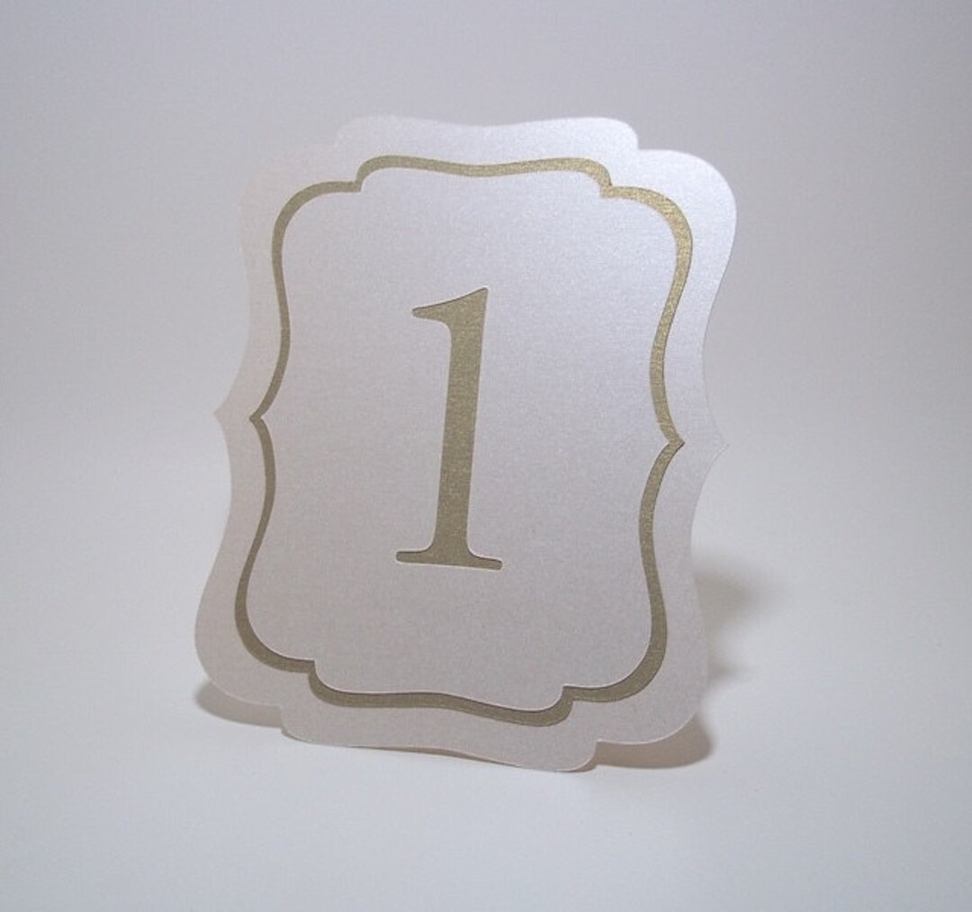Wedding Table Numbers Ivory, Gold Leaf and Ivory Shimmer Free-standing ...